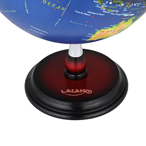 TUFFIOM 13 inch World Globe, Illuminated Spinning Earth Globe Display Nightlight with AR teaching and LED Night Light, Lamp ABS Sphere Wooden Base