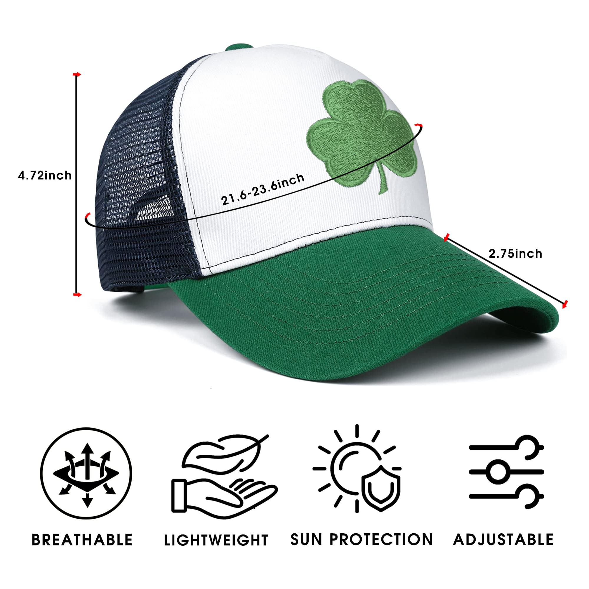 St Patricks Day Hat Green Irish Clover Shamkrock Sun Hat for Women Men Green Printed Cap
