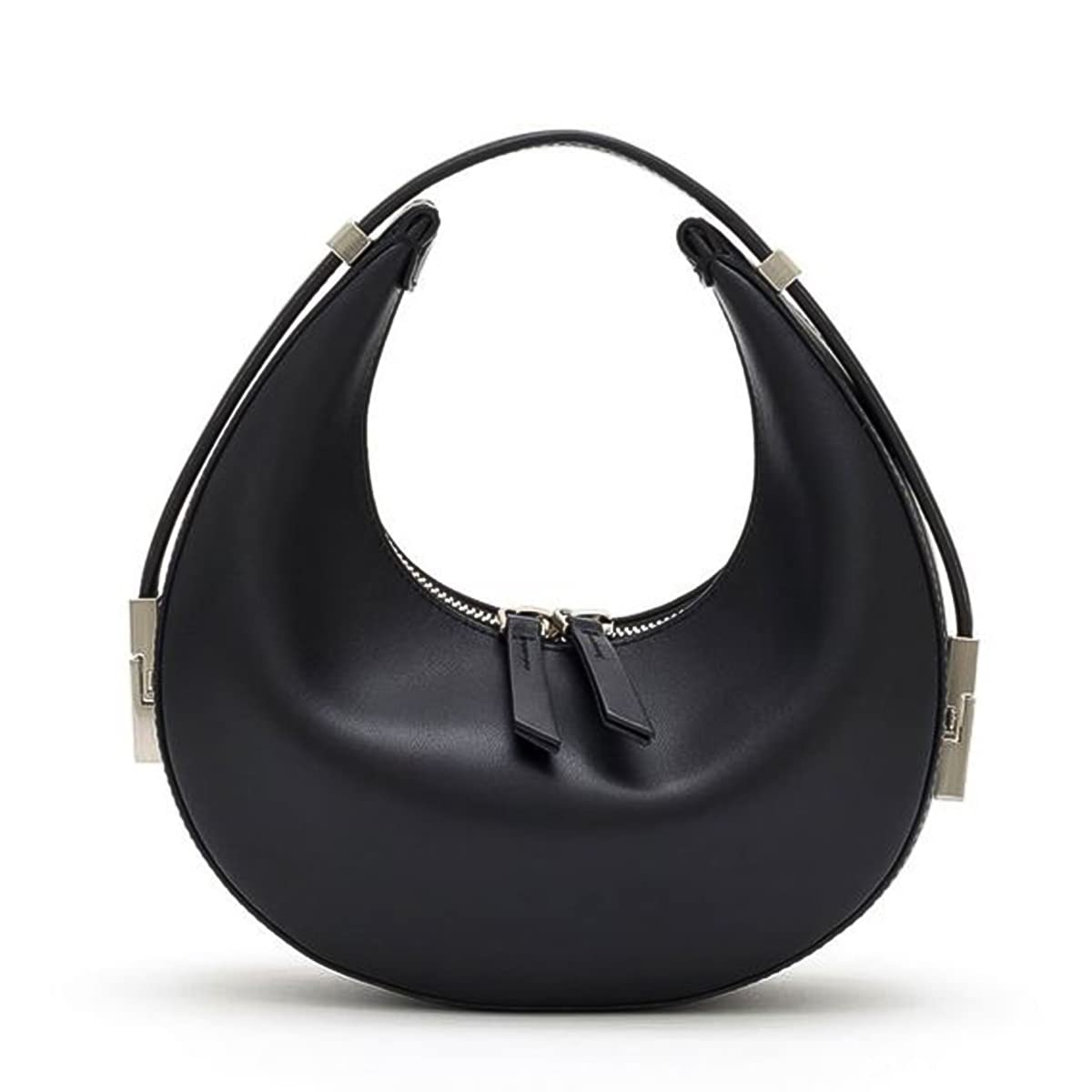 XAP Crescent Hobo Bag for Women Y2k Underarm Bag Top Handle Purse Dumpling Handbag with Zipper, Black