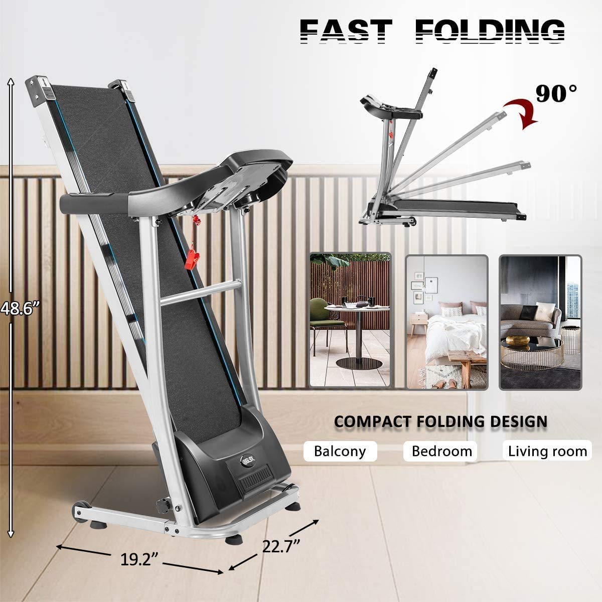 VIA FORTIS Treadmill for Home,Folding Electric Treadmill,Treadmill for Home Gym with 12 Preset Programs,Treadmills for Home,with LCD,Easy Assembly,Motorized Running Machine,Black
