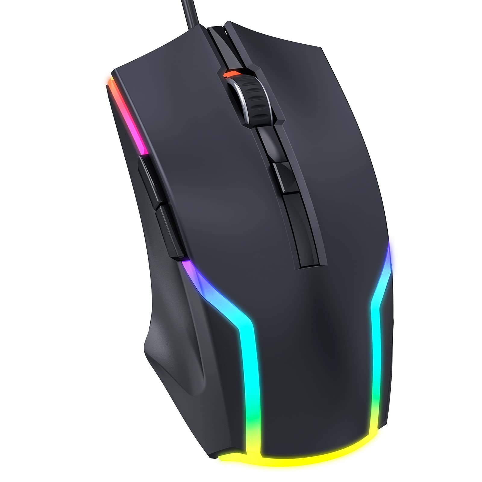 WEEMSBOX Gaming Mouse Wired, PC Computer Mice with 7 RGB Backlit Modes, Gamer Computer Mouse[8000 Adjustable DPI]- 6 Programmable Buttons for Windows PC Laptop