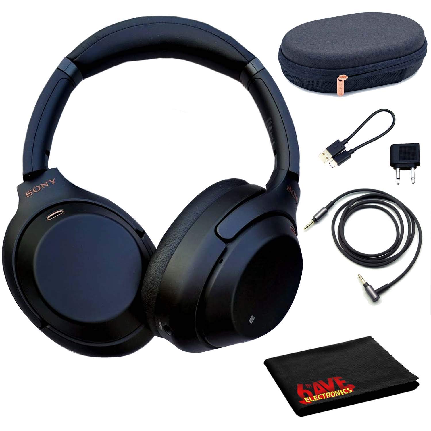 Sony WH-1000XM3 Wireless Noise-Canceling Headphones (Black) with Microfiber Cleaning Cloth