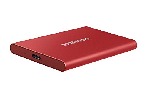 SAMSUNG T7 500GB, Portable SSD, up to 1050MB/s, USB 3.2 Gen2, Gaming, Students, & Professionals, External Solid State Drive (MU-PC2T0R/AM), Red