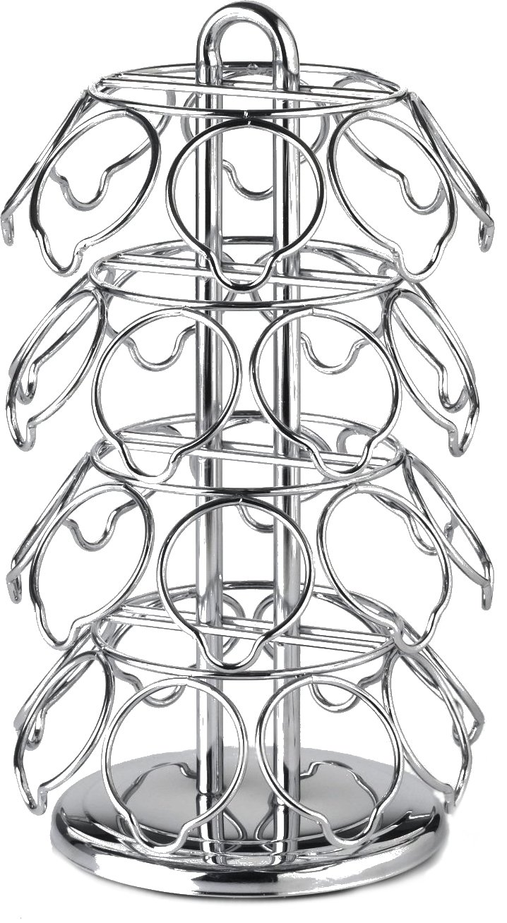 Nifty Coffee Pod Carousel ā Compatible with K-Cups, 32 Pod Pack Storage, Spins 360-Degrees, Lazy Susan Platform, Modern Chrome Design, Home or Office Kitchen Counter Organizer