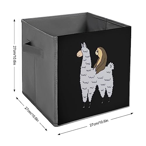 Sloth Riding Alpaca Storage Cubes with Handles Foldable Fabric Bins Organizing Baskets for Shelves Closet