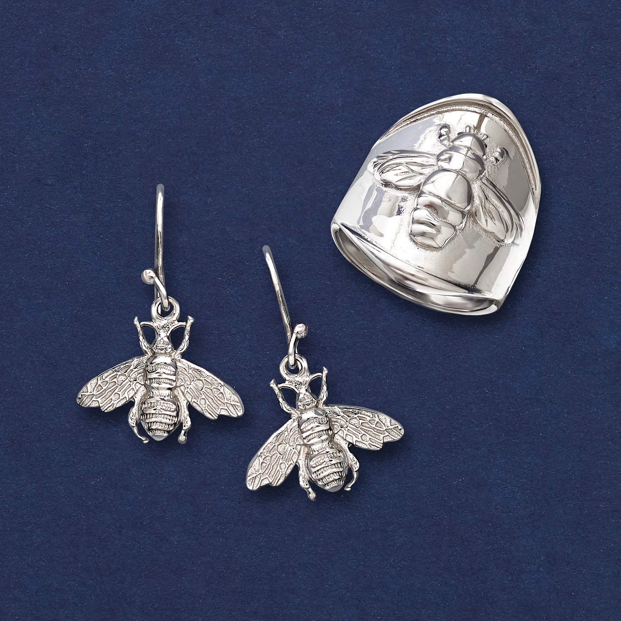Ross-Simons Italian Sterling Silver Bee Drop Earrings