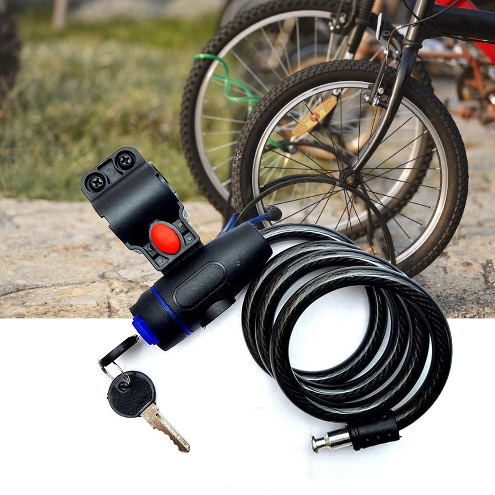 Trusway Bicycle Lock Wear-Resistant Anti-Theft Metal Sturdy Security Lock Double Loop Vinyl Coated Self Coiling for Door All Bicycle Motorbike Gate Black