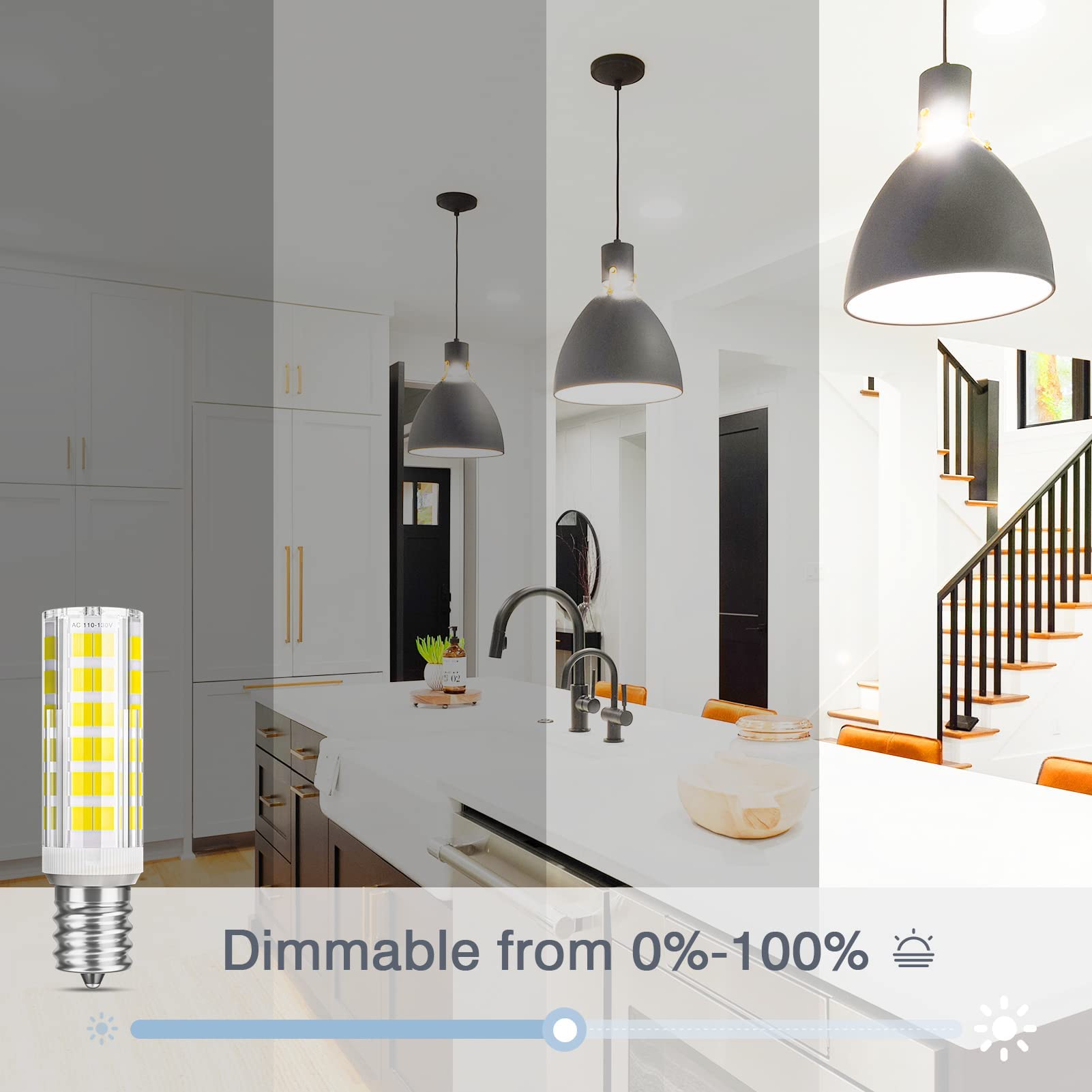 SHINESTAR 8-Pack Dimmable E12 LED Candelabra Bulbs, 60W Equivalent, Daylight 6000K