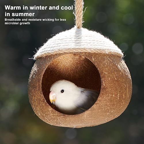 Parrot Nesting Material, Indoor Cage Birds Nest, Parrot Hut House with Comfortable Shelters, Bird Nest House with Convenient Loop Top, Parrot House Medium for Sparrows Lovebirds Bluebirds