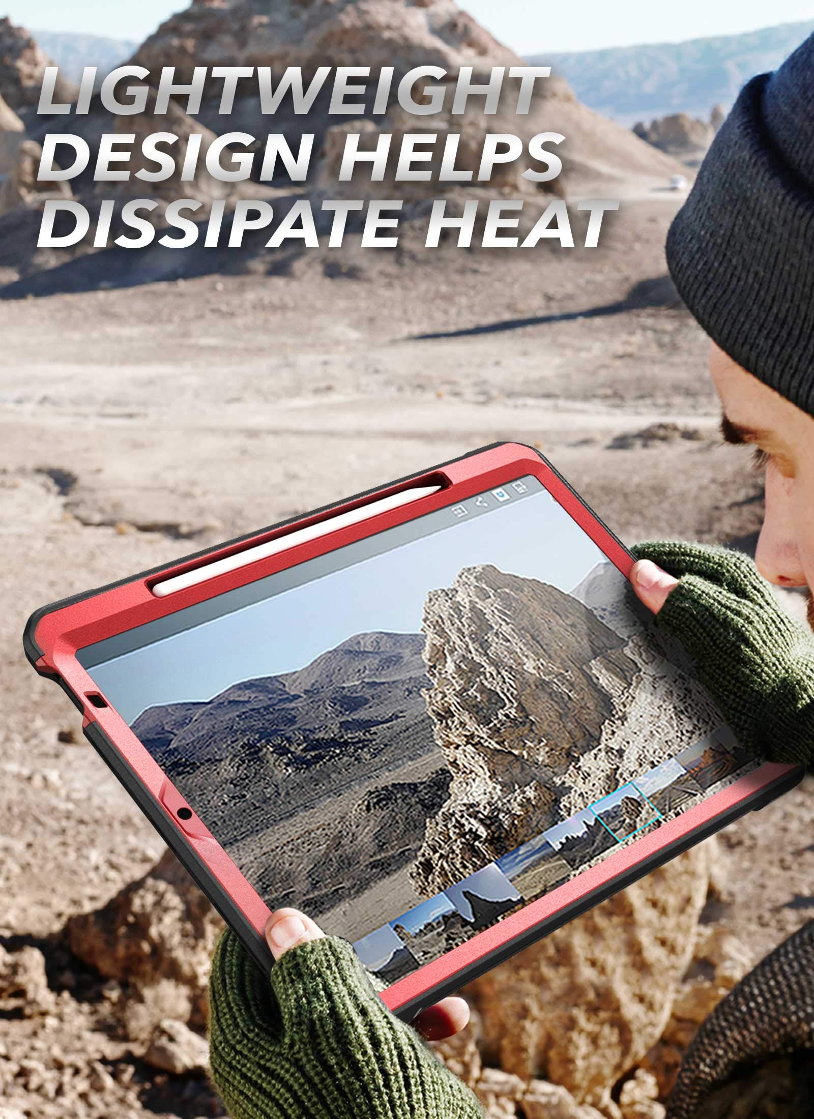 SUPCASE for iPad Air 5th Generation Case/iPad Air 4th Generation Case with Pencil Holder (Unicorn Beetle Pro), [Built-in Screen Protector & Stand] Rugged Case for iPad Air 5/4 10.9 Inch, Ruddy
