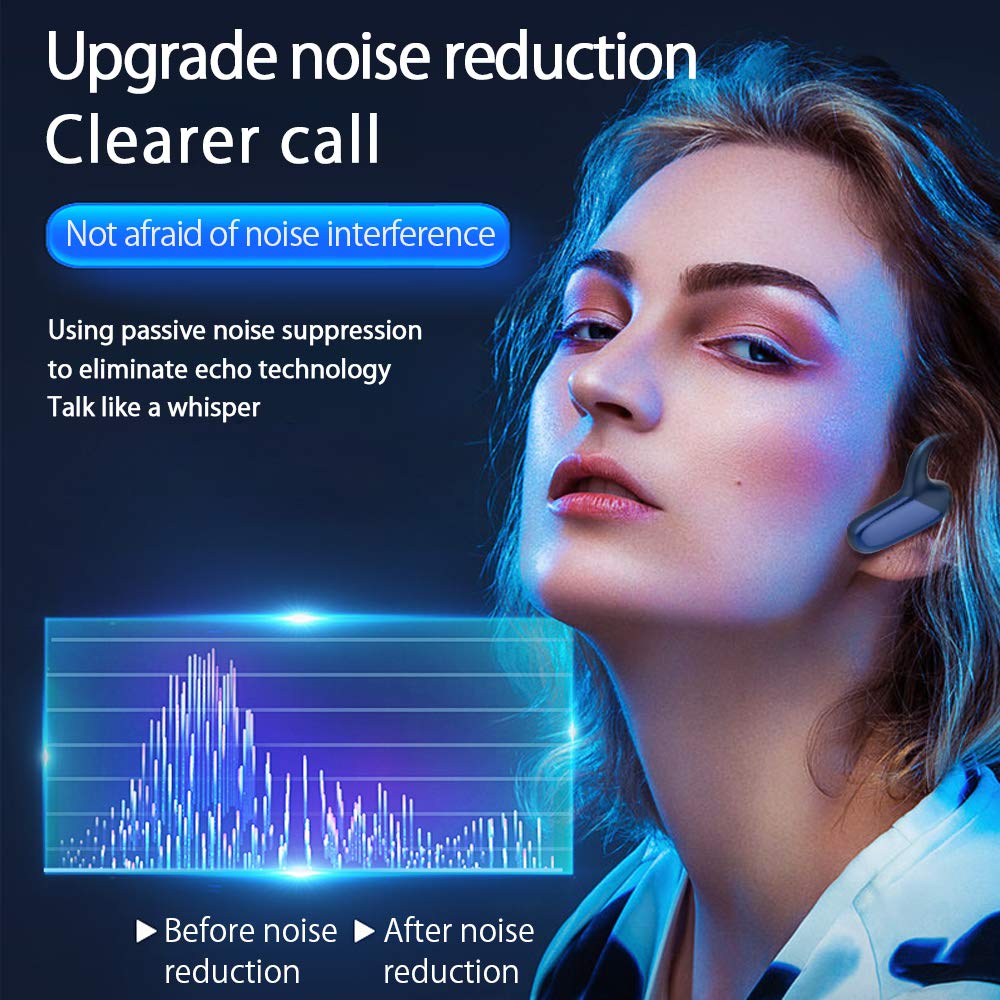 SLuB Bone Conduction Headphones,Bluetooth 5.0 Open-Ear Wireless Earphones,Waterproof and Sweatproof Sports Headset,High Sound Quality,Large Capacity Battery(Blue)