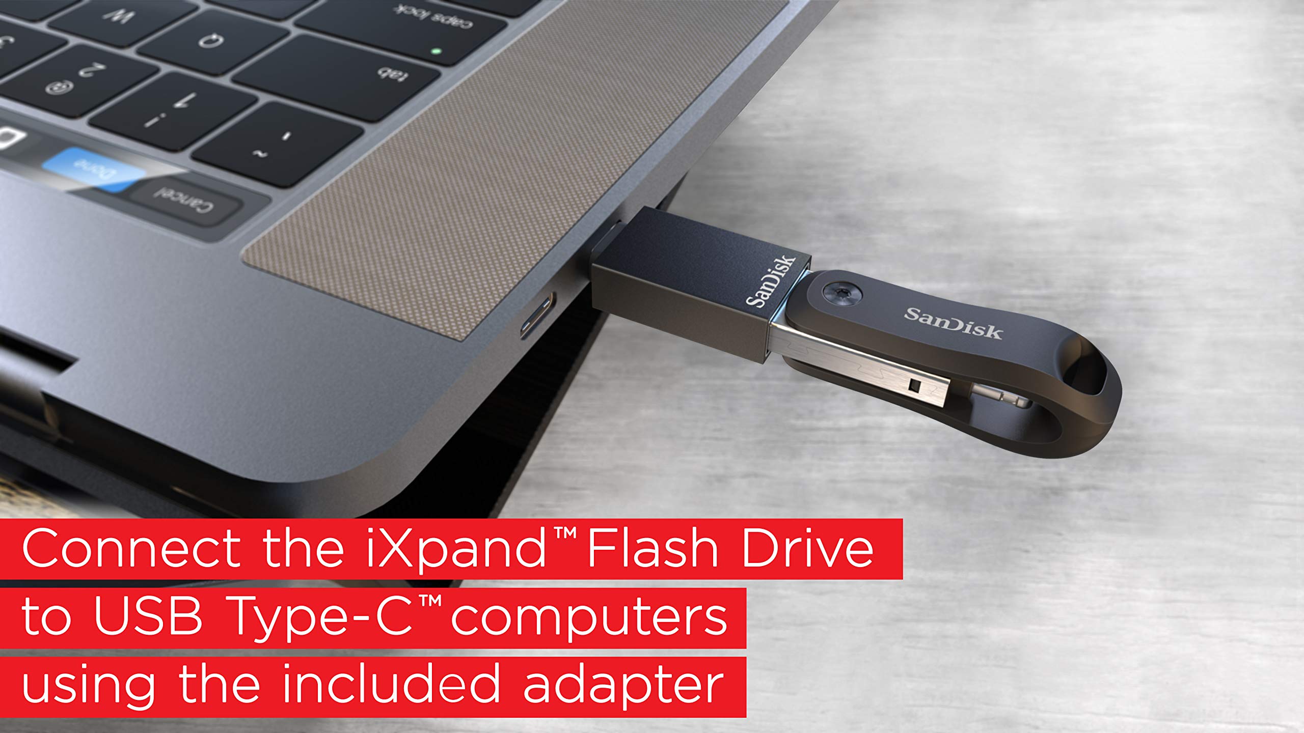 SanDisk 128GB iXpand Flash Drive Go with SanDisk USB-A to USB-C Adapter - SDIX60N-128G-GZFFE