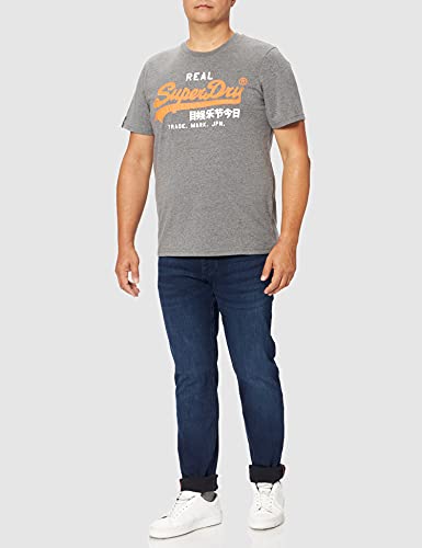 Superdry Mens Vintage Logo American Classic T-Shirt, Relaxed Fit Rich Charcoal Marl Size XL