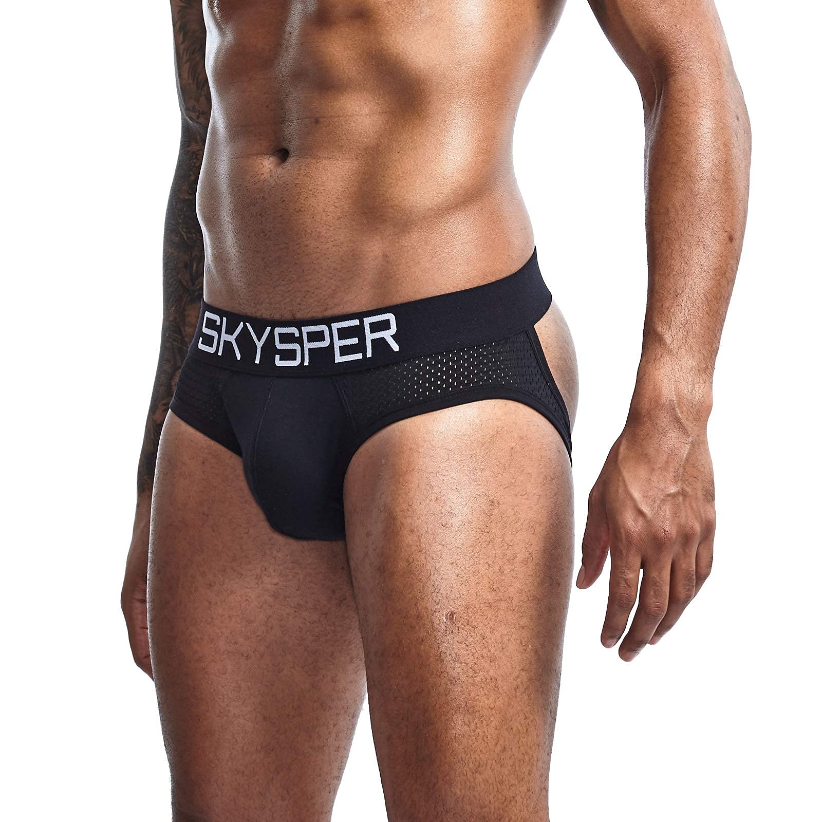 SKYSPER Men's Jockstrap Breathable Mesh Gym Underwear 4 Pack, Workout Athletic Supporter Jock Straps for Men