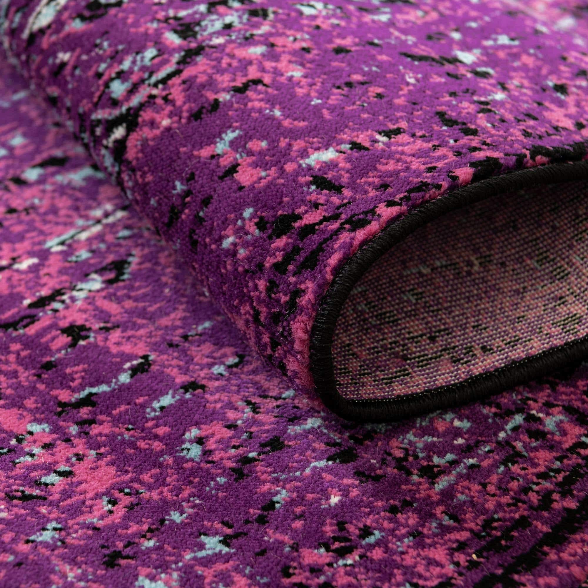 Unique Loom Imperial Collection Paisley, Distressed, Border, Vintage, Modern, Abstract Area Rug, 4 ft x 6 ft Oval, Lilac/Black