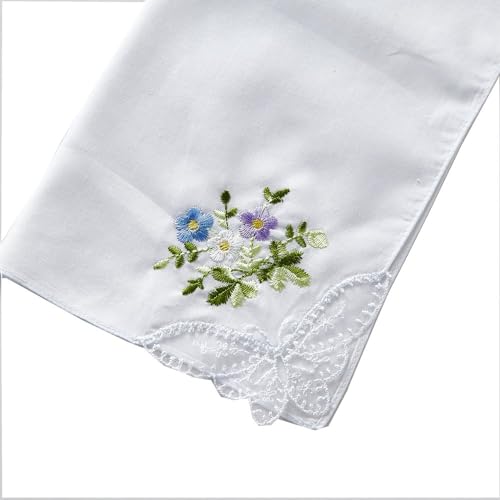 RDS HANKYTEX Cotton Embroidery Ladies' Handkerchiefs Lace Set of 6
