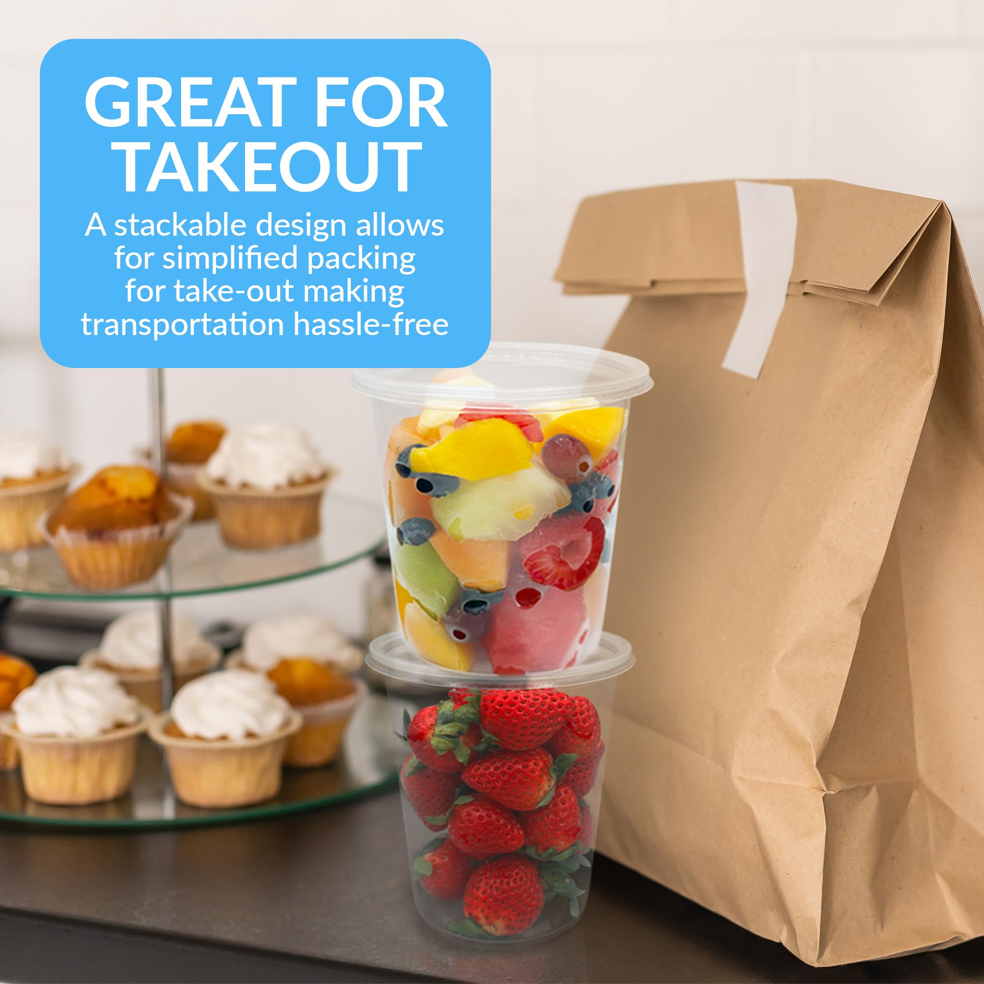 Reli. Deli Containers with Lids (50 Sets), 32 oz | Plastic Deli Containers with Lids 32oz | Clear Soup Containers with Lids, Disposable | To Go Food Storage Containers | Microwave & Freezer Safe