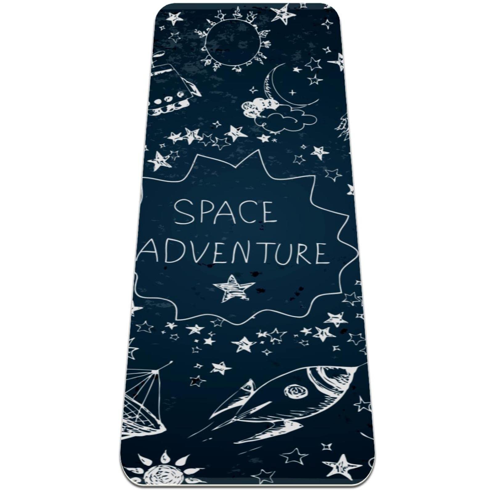 Yoga Mat, Yoga Mats for Home Workout, Workout Mat, Exercise Mats, Pilates Mat, universe starry star planet spaceship blue pattern