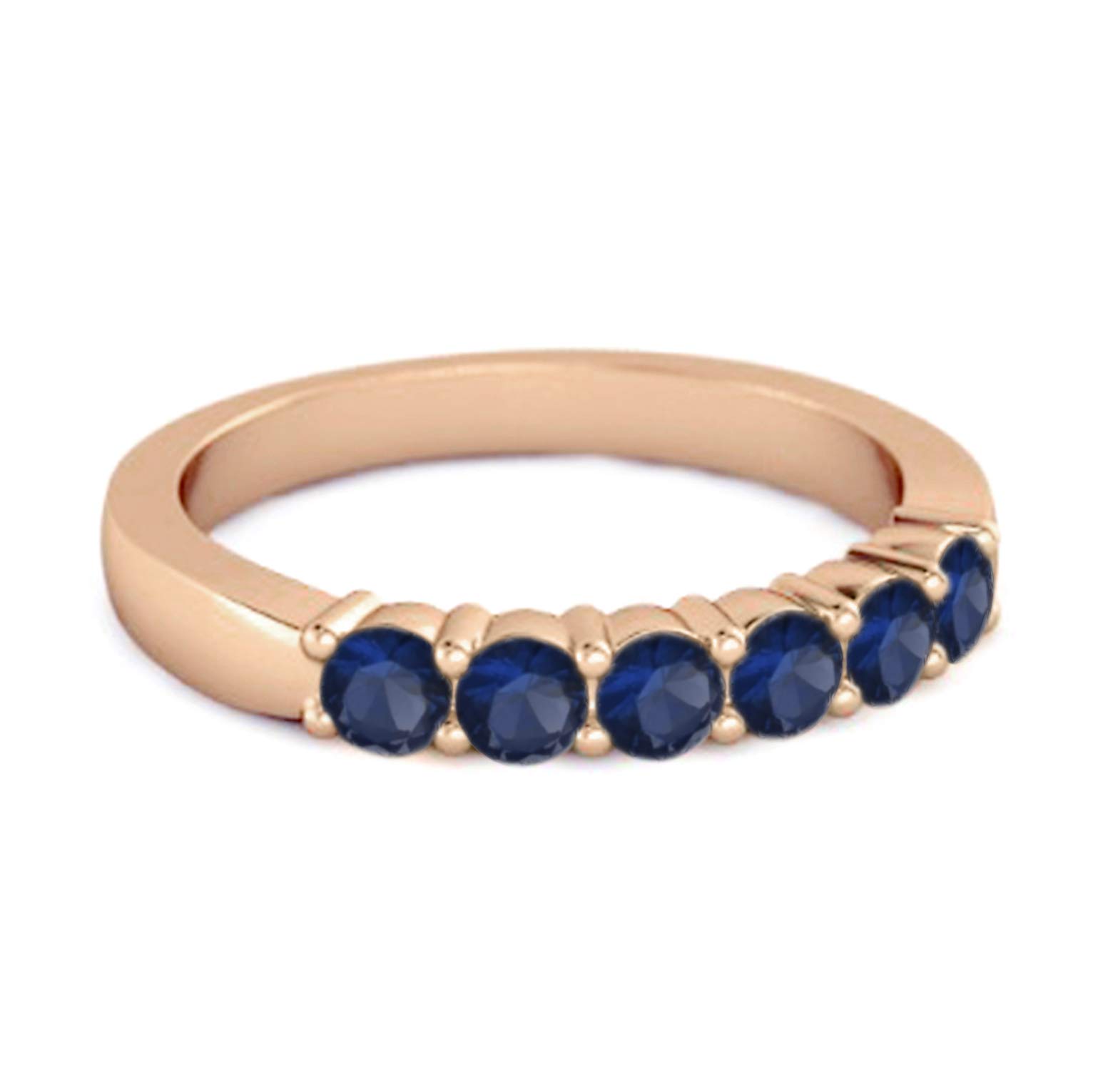 Shine Jewel Multi Choice Your Gemstone Richfeel Band Half Eternity 0.12 Cts 925 Sterling Silver Rose Gold Plated Stacking Ring (7, blue-sapphire)