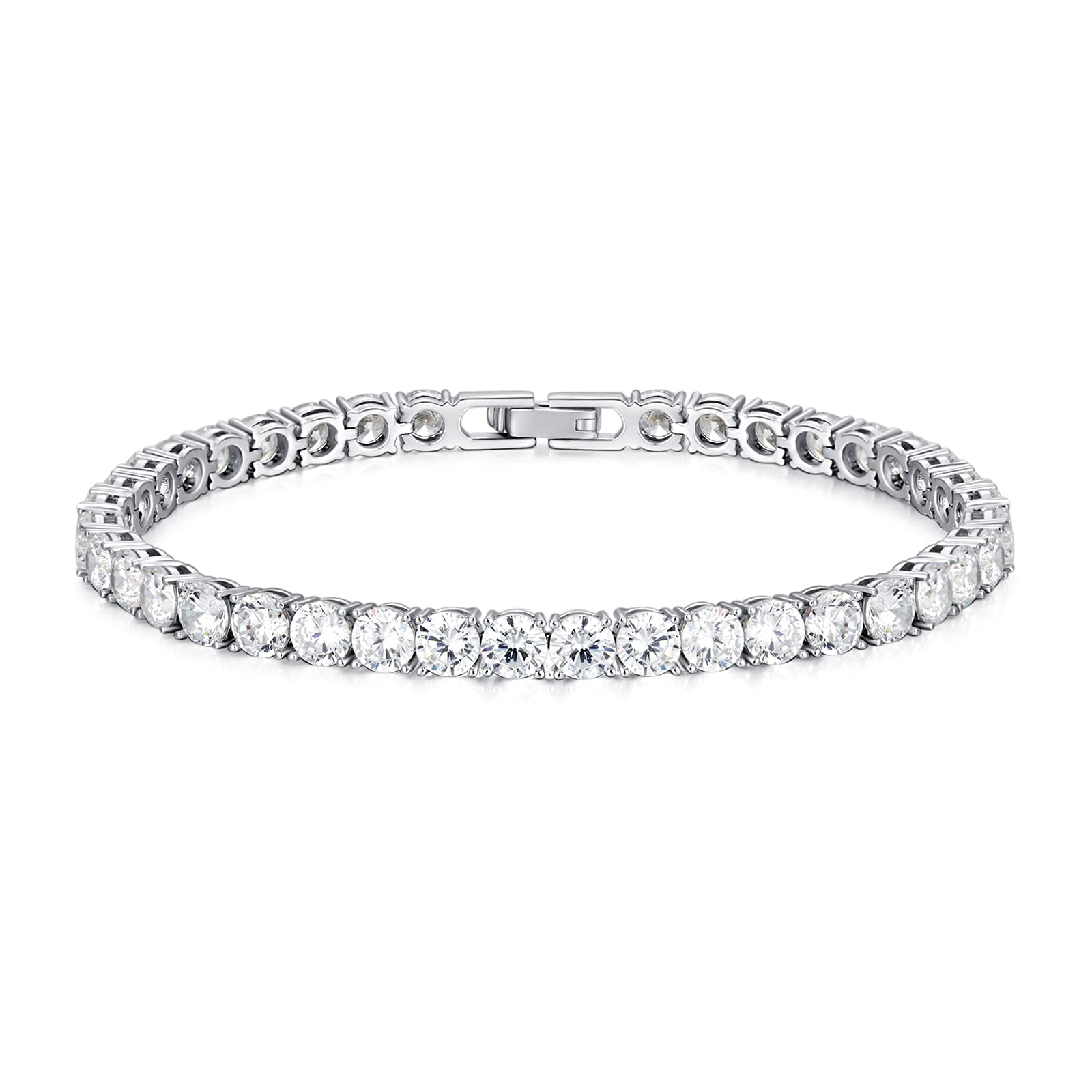 Sterling Silver Round Cut Cubic Zirconia Tennis Bracelet Anniversary Birthday Gifts for Her, Wife, Mom,