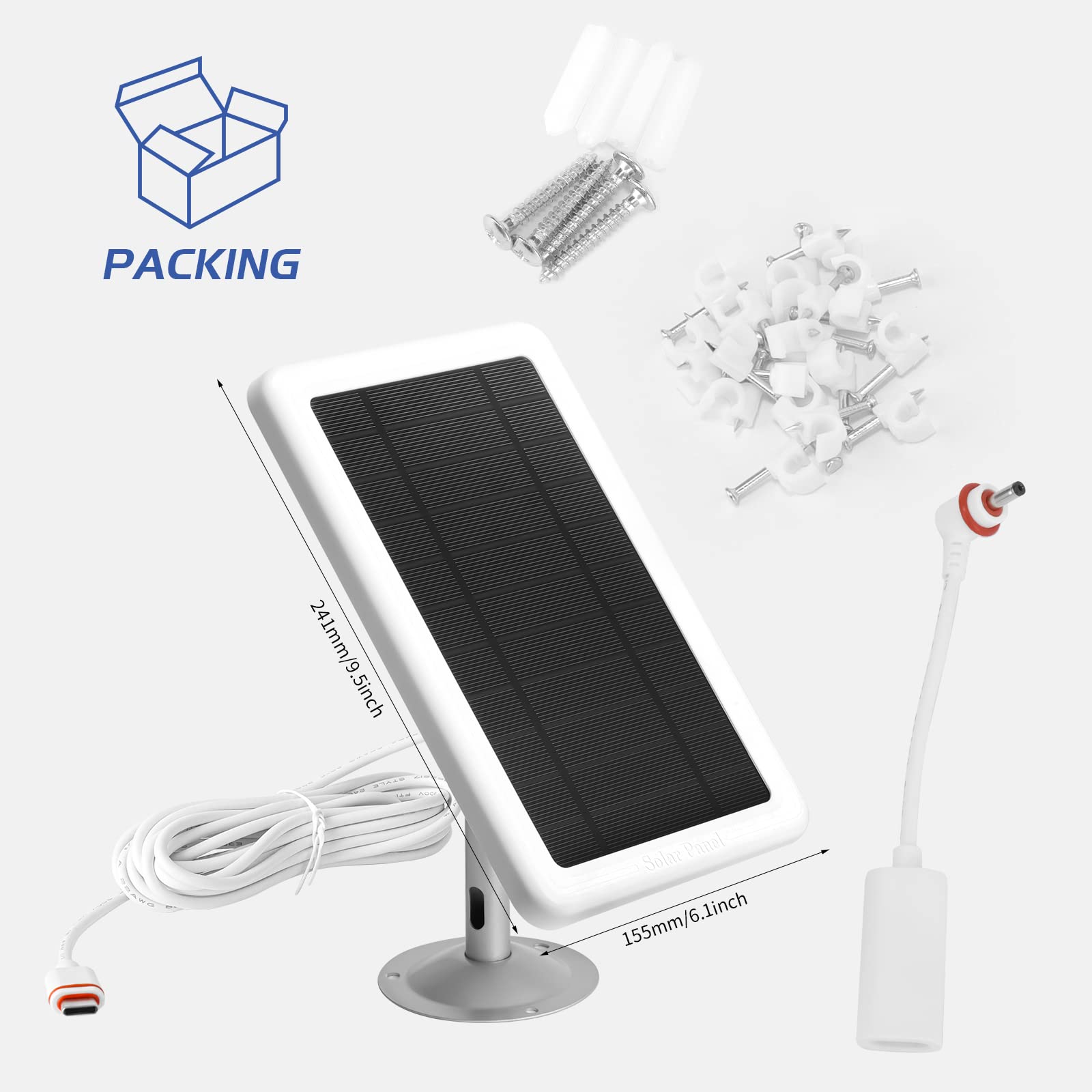 Solar Panel for Ring Camera, Power Supply for Ring Spotlight Camera Battery, Ring Stick Up Camera, Ring Solar Battery Charger, 13ft Charger Cable (2PACK)