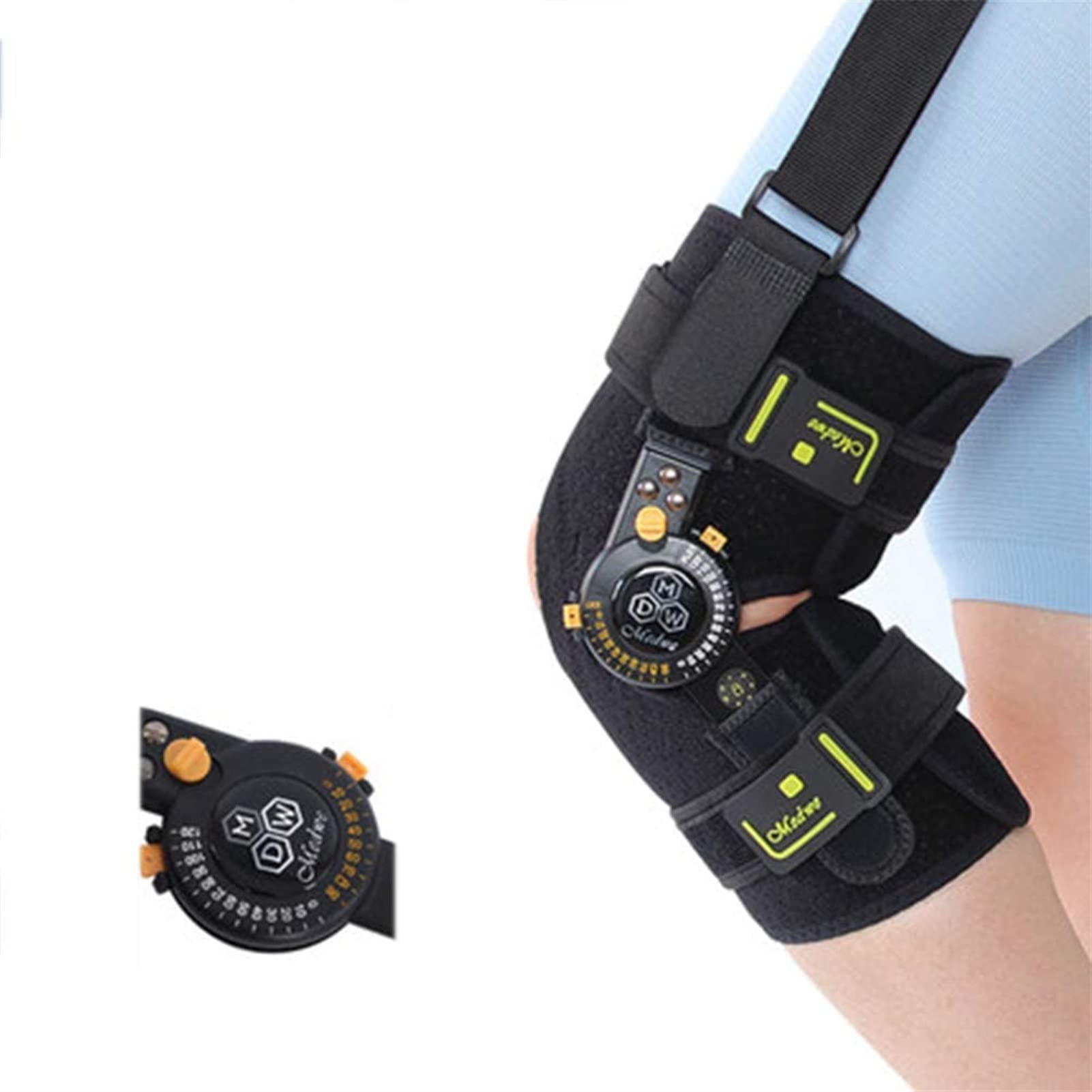TSUSF Adjustable ROM Hinged Knee Brace Knee Brace For ACL Stability Joint Arthritic Knee Sports Injury Recovery Protection (Color : Black)