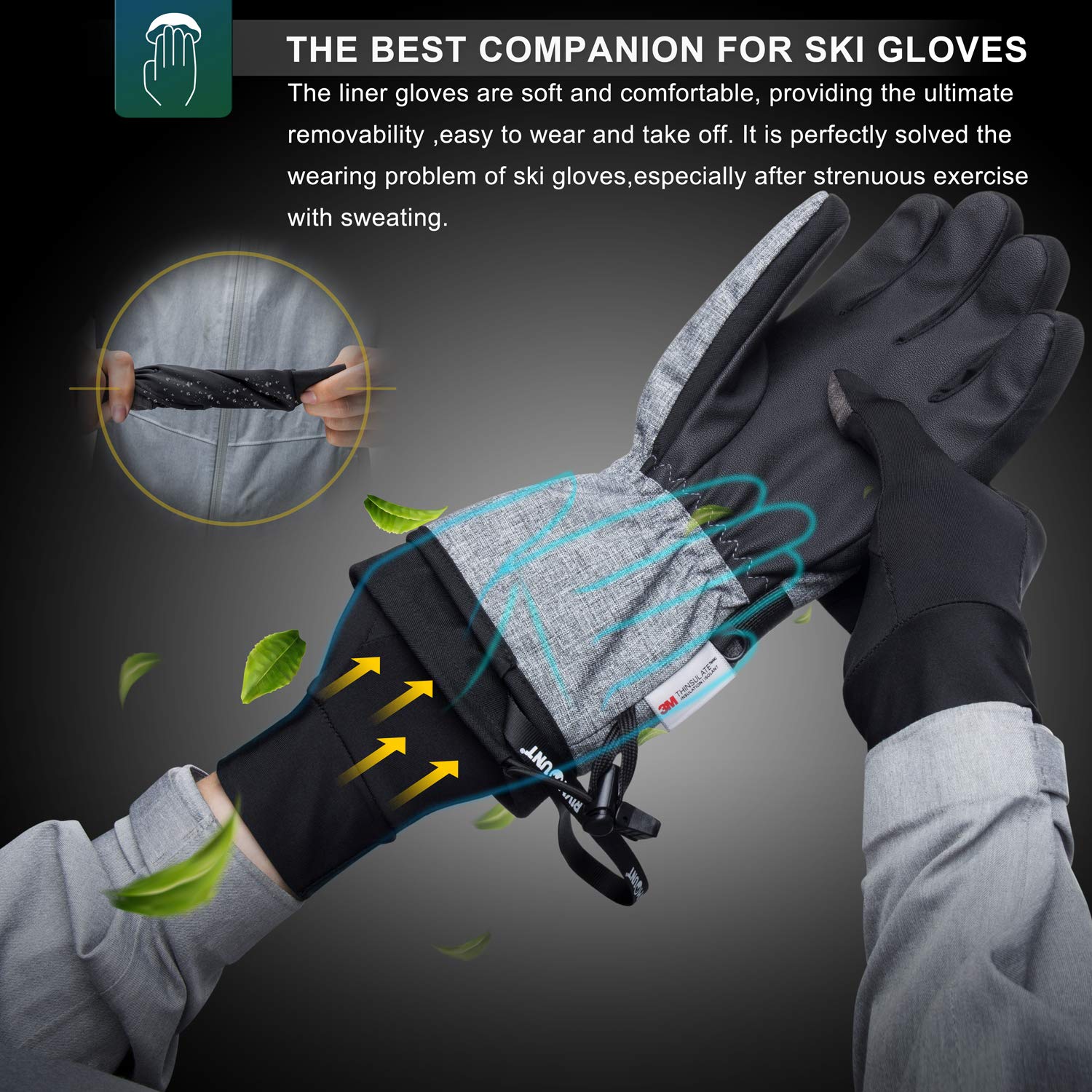rivmount Touchscreen Glove Liners, Winter Gloves, The Ideal Comfy Washable Gloves Companion