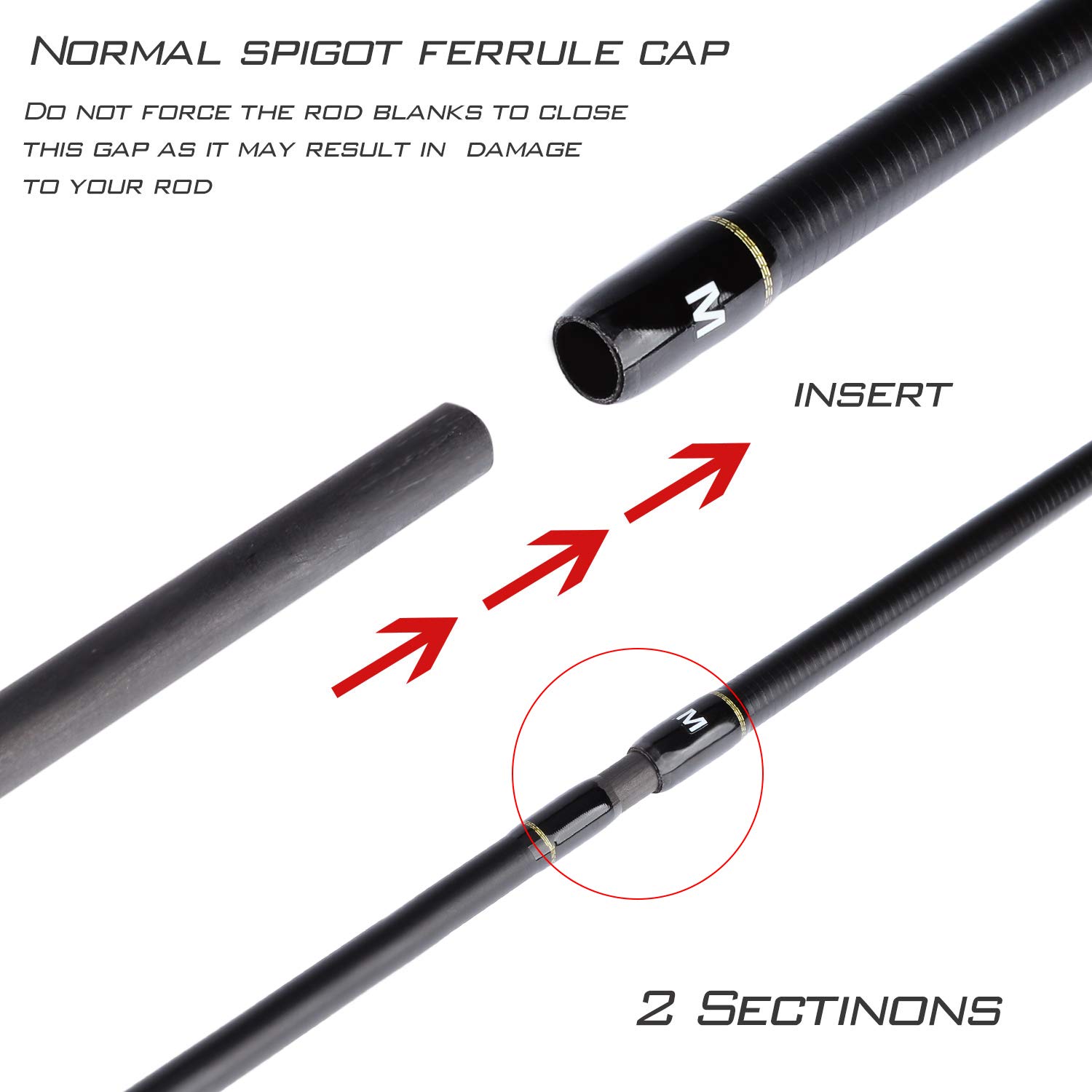 Sougayilang Fishing Rod, 24 Ton Carbon Fiber Casting and Spinning Rods - One Piece Rods