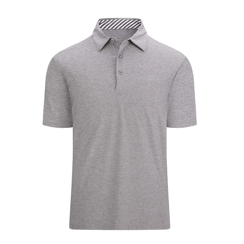Wirltte Mens Golf Shirt Casual Moisture Wicking Breathable Quick Dry Polo Shirts for Men Grey M