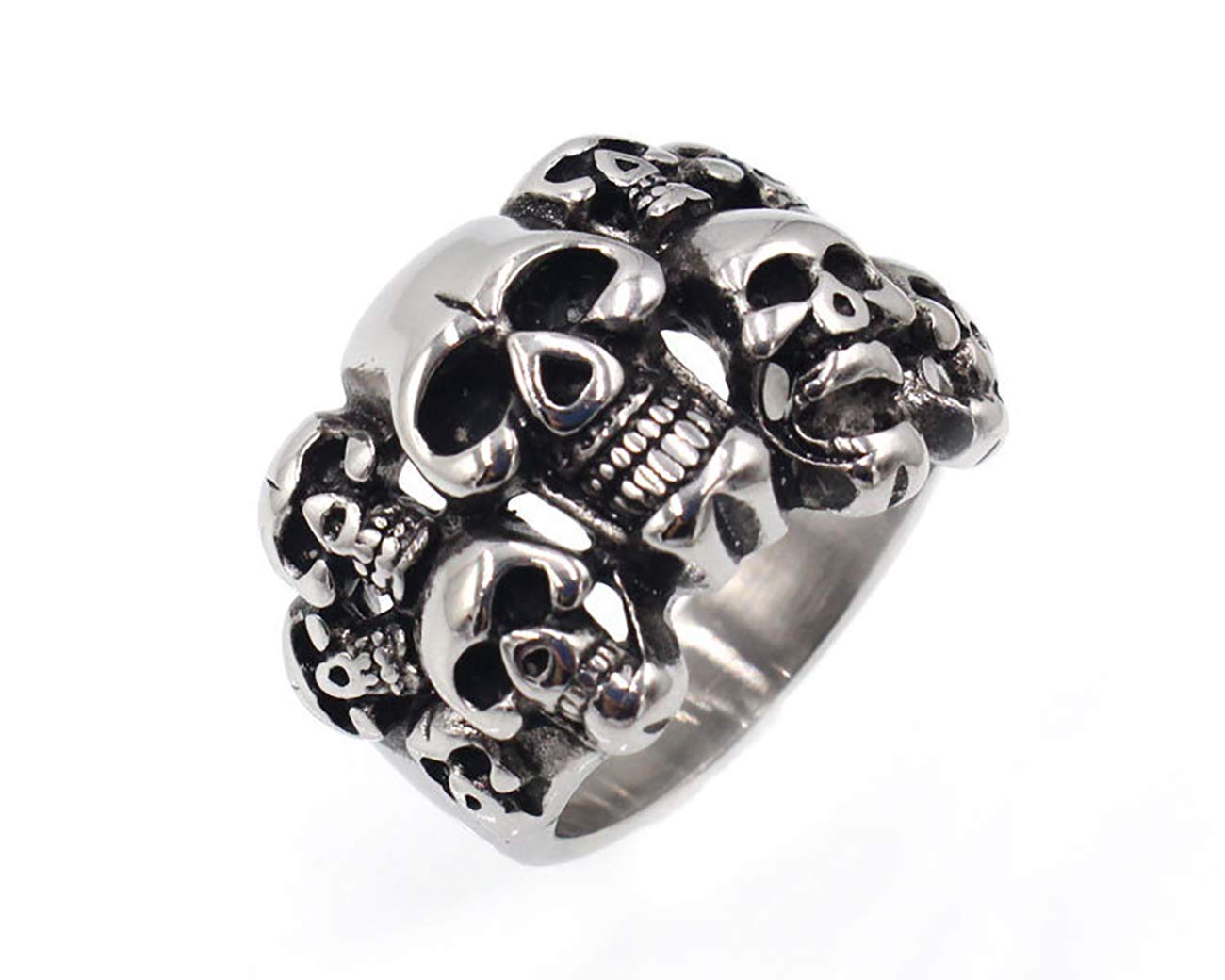 Stainless Steel Gothic Skull Vintage Antique Style Biker Rings Cocktail Party Rings Comfort Fit Size 7-11