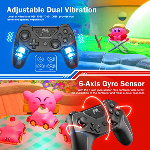 YCCTEAM Wireless Pro Controller for Switch/Lite/OLED, Switch Controller Support Adjustable Turbo Function, Switch Remote Controller Gamepad with Wake-up, Motion Control and Vibration