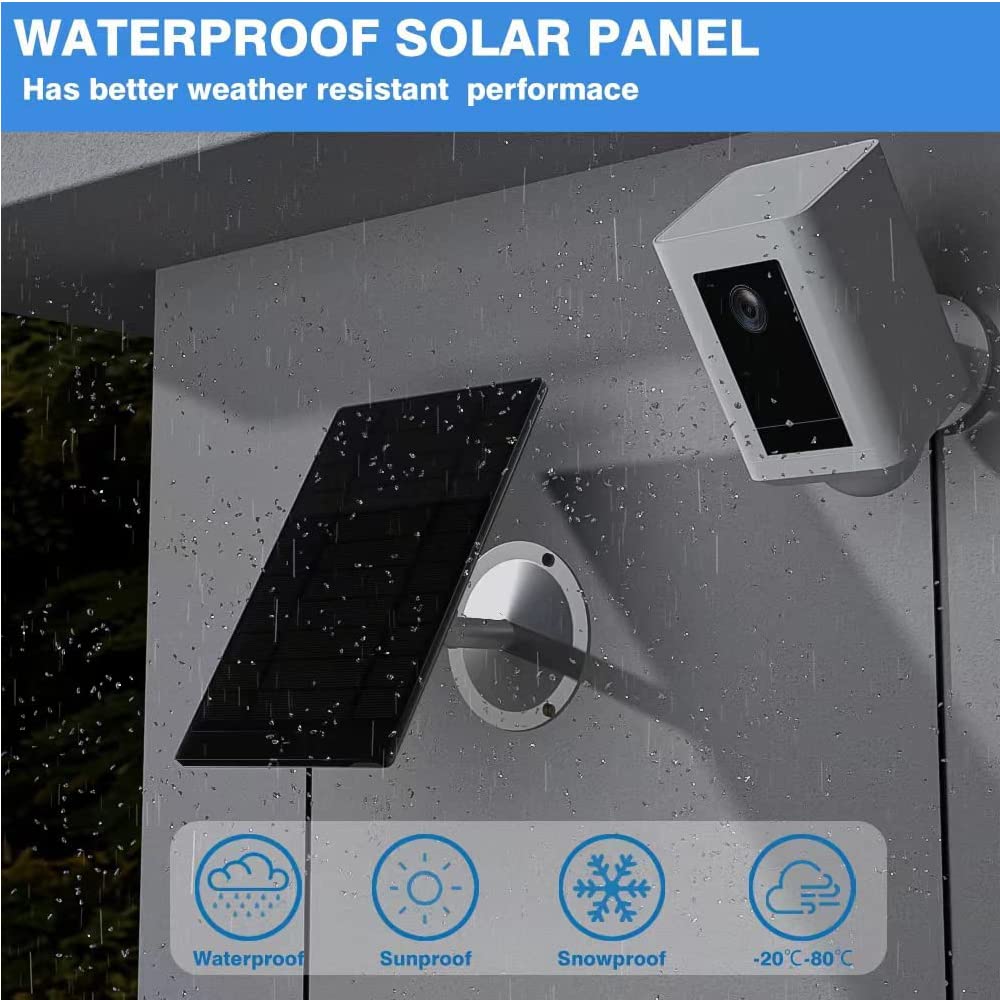 Solar Panel for Wireless Security Camera, Waterproof Solar Panel Compatible for Nest, Ring Stick Up Cam Battery and Ring Spotlight Cam Battery 5V 4.5W( 2PCS)