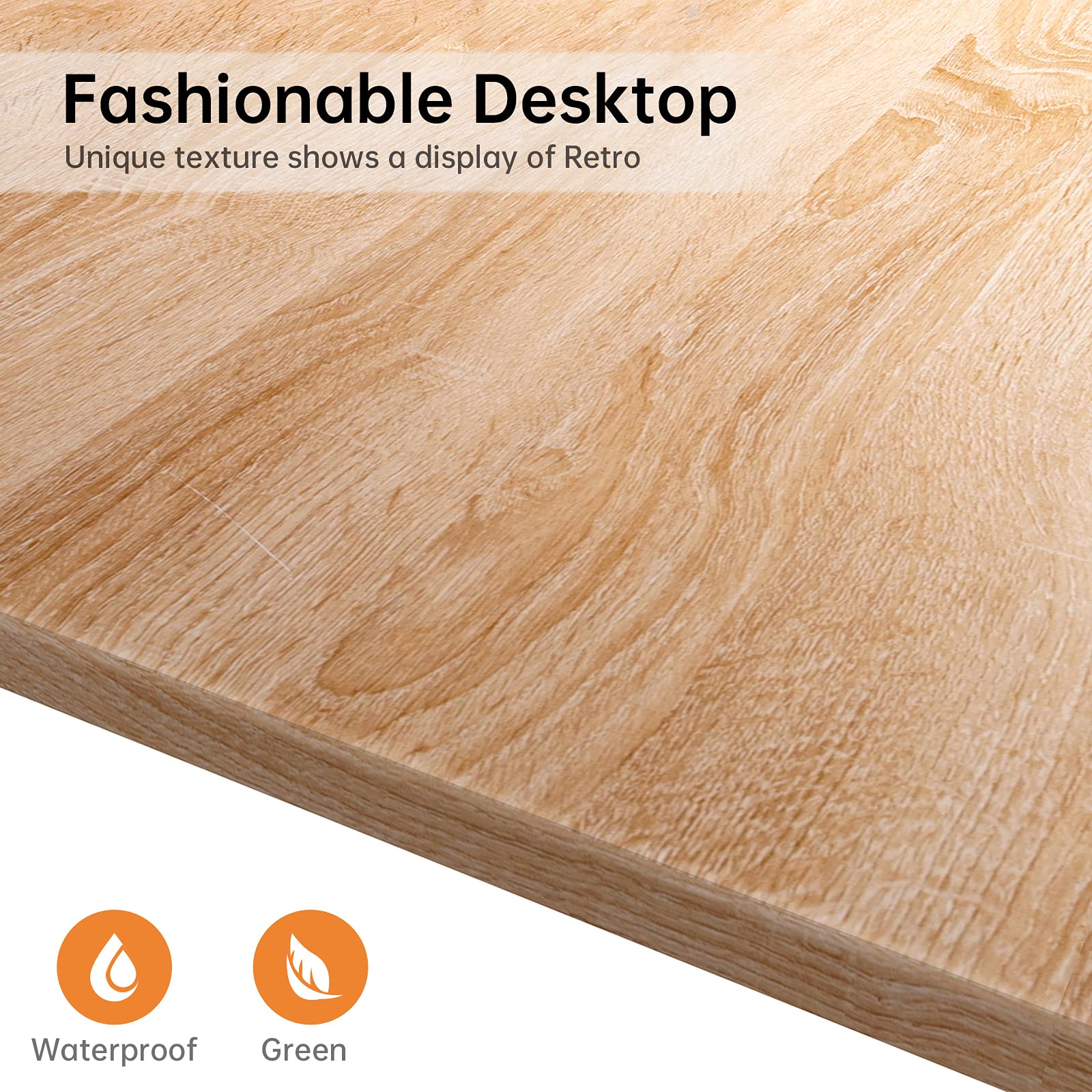 SMAGREHO Writing Computer Desk 47 inch,Home Office Sturdy PC Laptop,Modern Simple Style Wood Table,Black Metal Frame,Oak