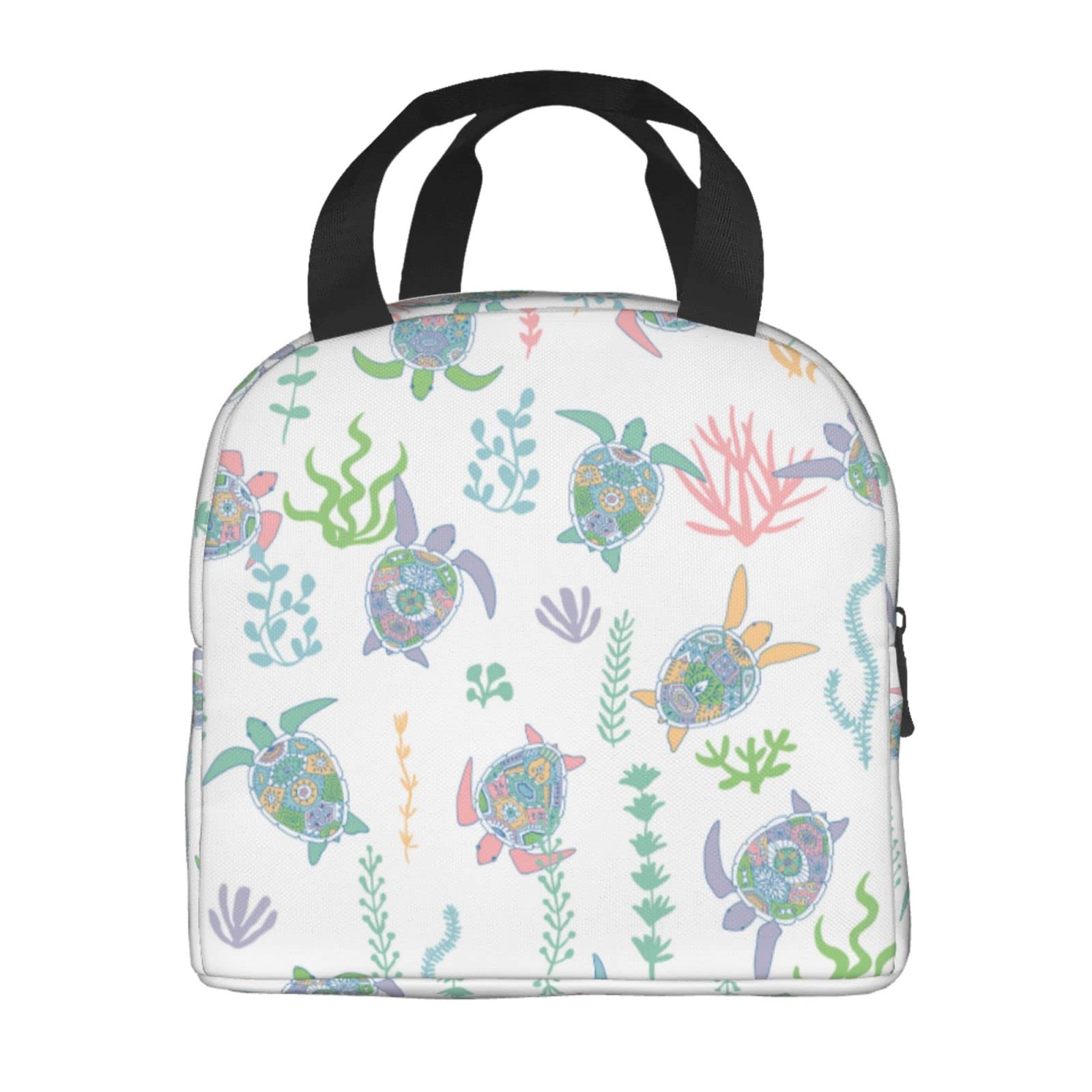 Ucsaxue Cute Sea Turtle Lunch Box Reusable Lunch Bag Work Bento Cooler Reusable Tote Picnic Boxes Insulated Container For Women Men Home School Office Outdoor Use