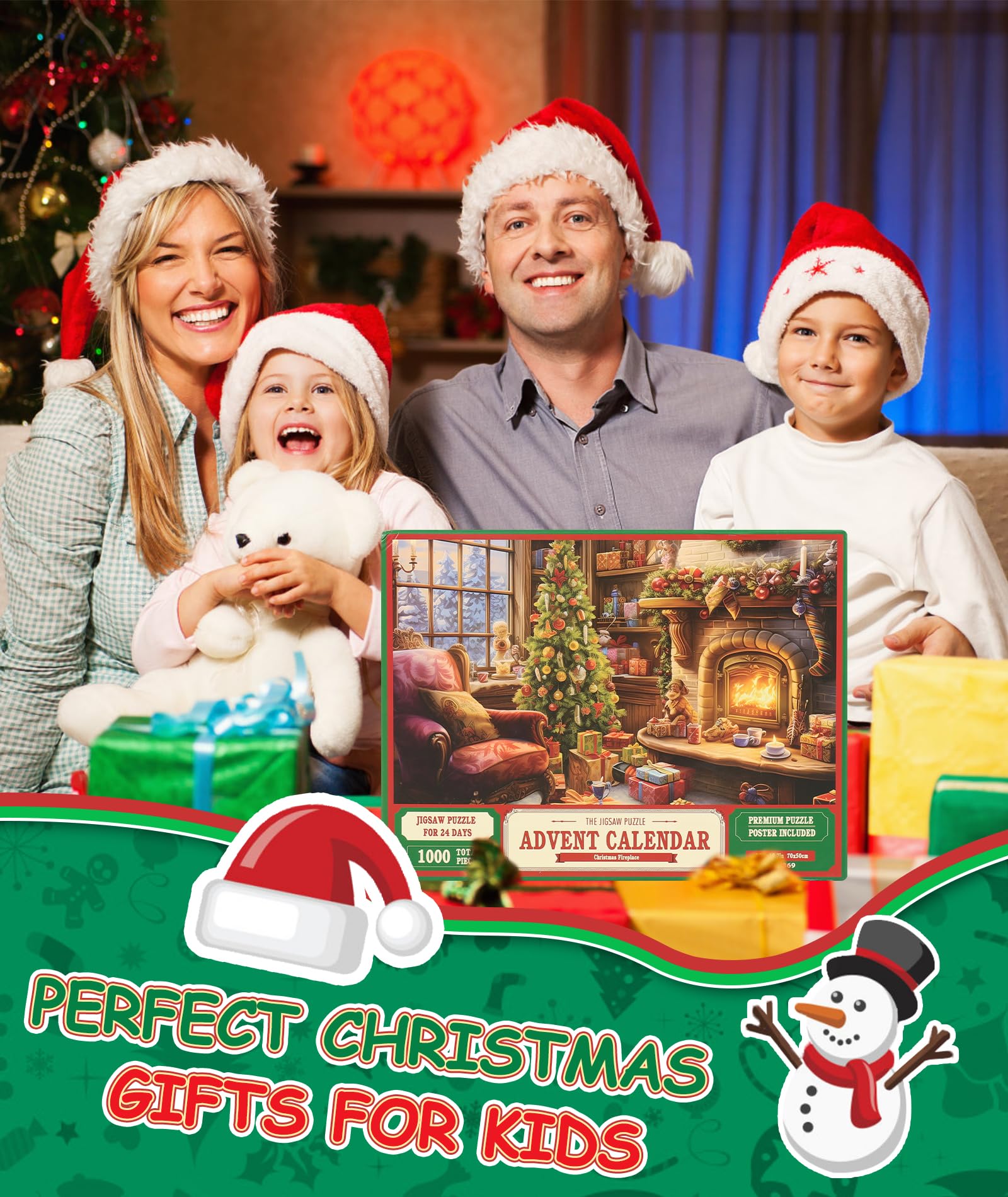 Protado Advent Calendar 2023 Christmas Jigsaw Puzzle, 24 Days Surprise Christmas Countdown Calendars for 6+ Kids and Adults, 1000 Pieces Puzzle Great Stocking Stuffer Xmas Presents Home Decor 27.5*19.7in