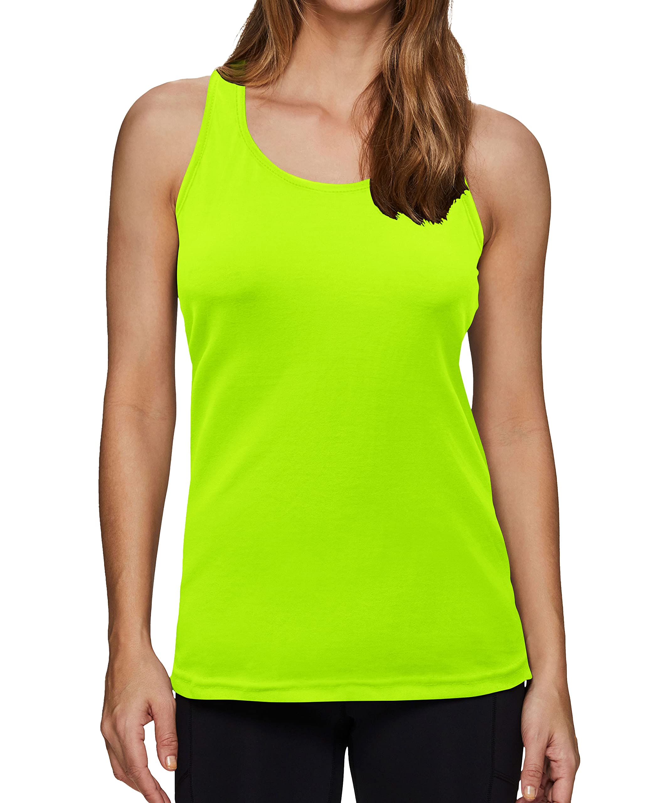 Womens Neon Green Backless Workout Top Athletic Sleeveless Yoga Keyhole Nova Open Back Tank Top for Women (M)