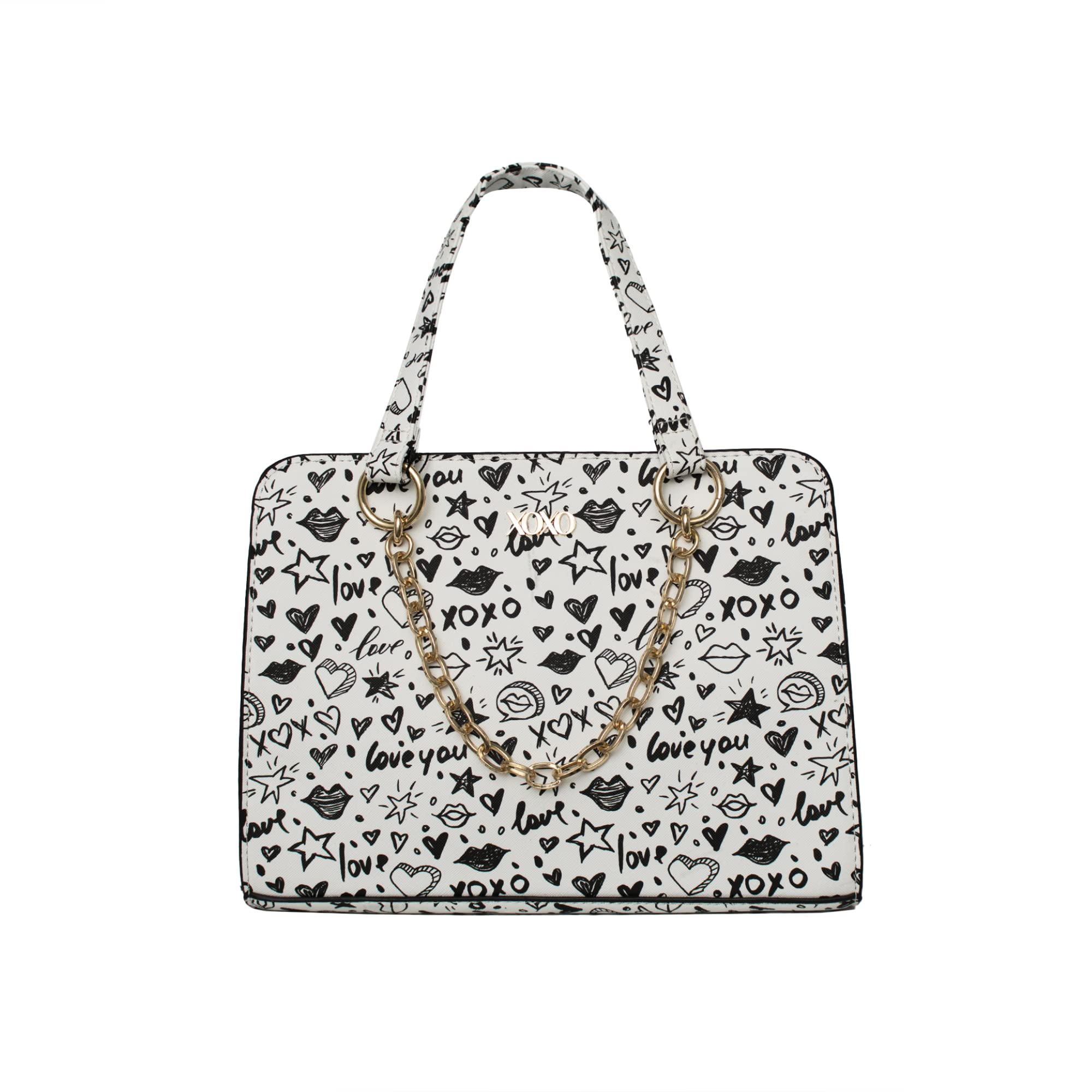 XOXO Women's Handbag Large White Graffiti Print Satchel