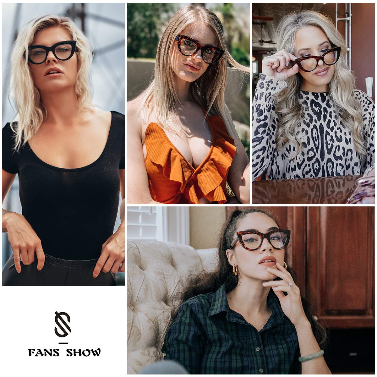 SOJOS Blue Light Blocking Glasses Retro Vintage Cateye Eyeglasses for Women Plastic Frame Hipster Party SJ5025 with Black Frame/Anti-Blue light Lens