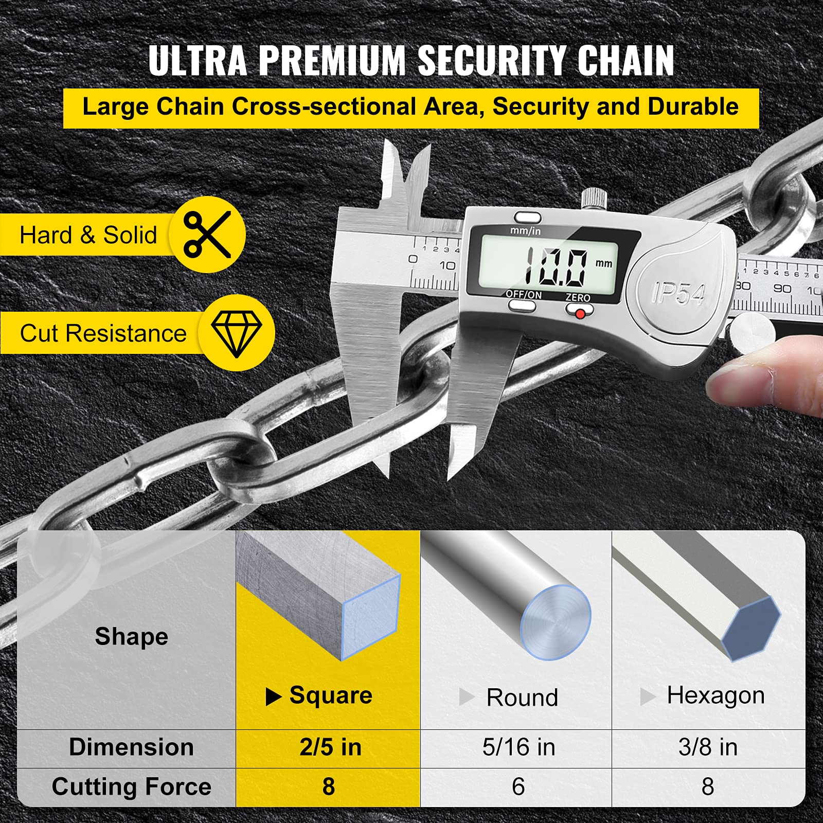 VEVOR Security Chain Lock, 118 Inch Long Chains and Lock Kit, 0.5" Thick Premium Case-Hardened Cable & Double Locks with 3 Keys, Heavy-Duty Locking Tool for Generator, Motorcycle, Bicycle, Scooter