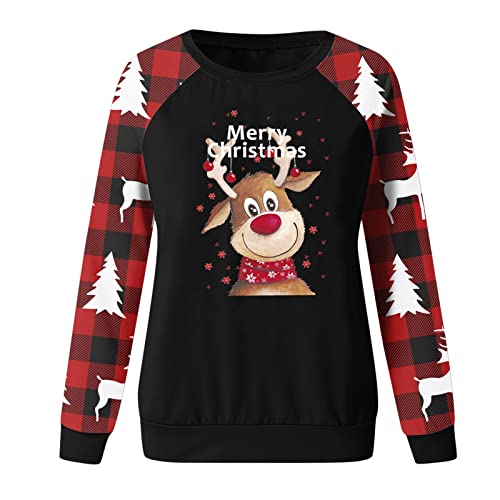 Womens Round Neck Christmas 3d Print Sweatshirt Fashion Long Sleeve Tops Autumn and Winter Cute Pullover