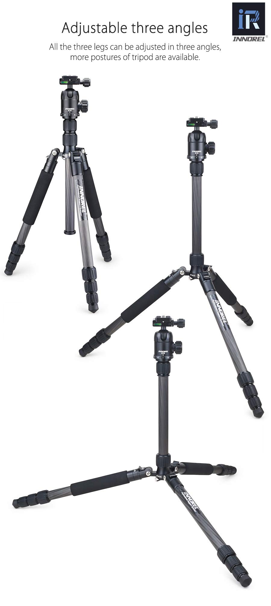 RT40C Professional Carbon Fiber Tripod for Digital Camera tripode Suitable for Travel Series Camera Stand