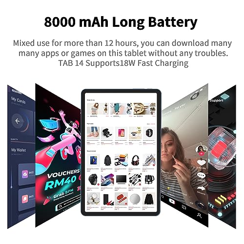 VASOUN Android 11 Tablet 10.4 inch, 16GB(8GB+8GB Expand)+256GB Tablet, 4G LTE Dual SIMS, 2.0GHz Octa-Core Gaming Tablet, 2K IPS Screen,8000Mah, 2.4G/5G WiFi, Bluetooth5.0 with Tablet PU Leather case