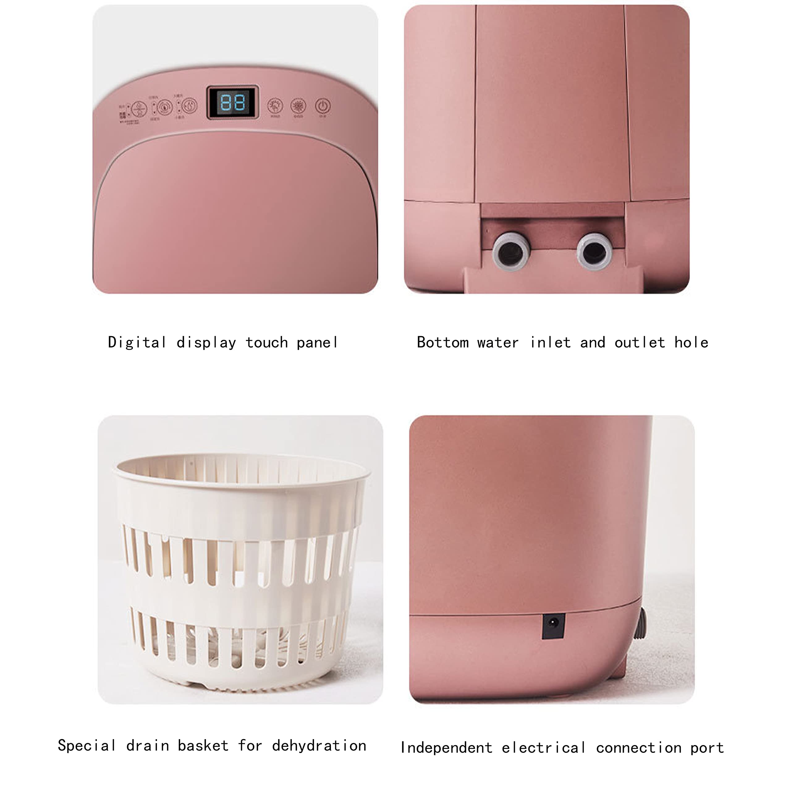 Vastarry Automatic Mini Portable Underwear Washer with Drain Basket Small portable washing machine is very suitable for small apartments, dormitories and other places (White)