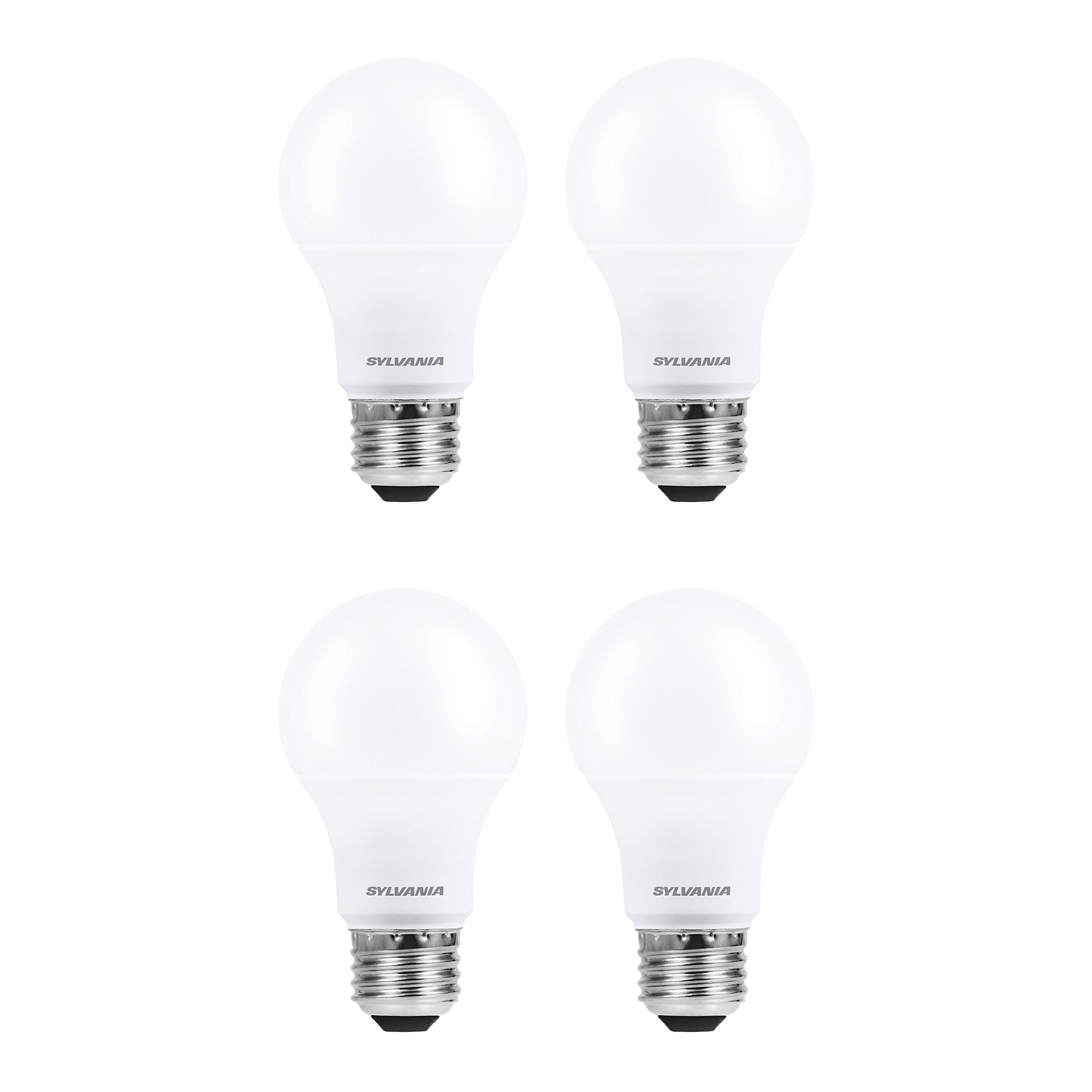 SYLVANIA LED Light Bulb, A19, 100W Equivalent, Efficient 16W, 13 Year, Medium Base, Dimmable, Frosted, 2700K, Soft White - 4 Pack (40737)