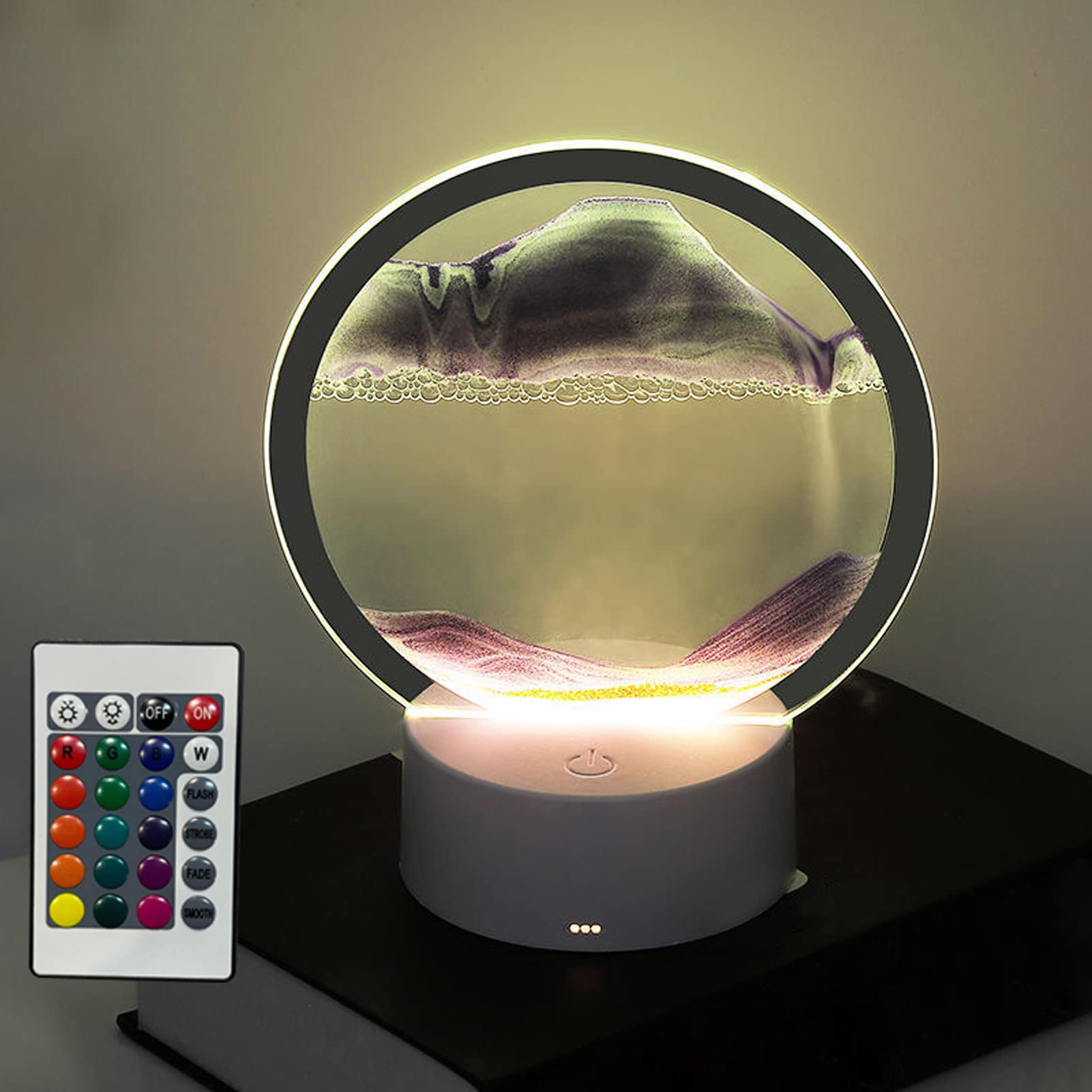 Xianfei 3D Sand Art Liquid Motion, Kinetic Art Quicksand Painting with Led Light Creative Home Office Relaxing Mood Desktop Sandscape, Black