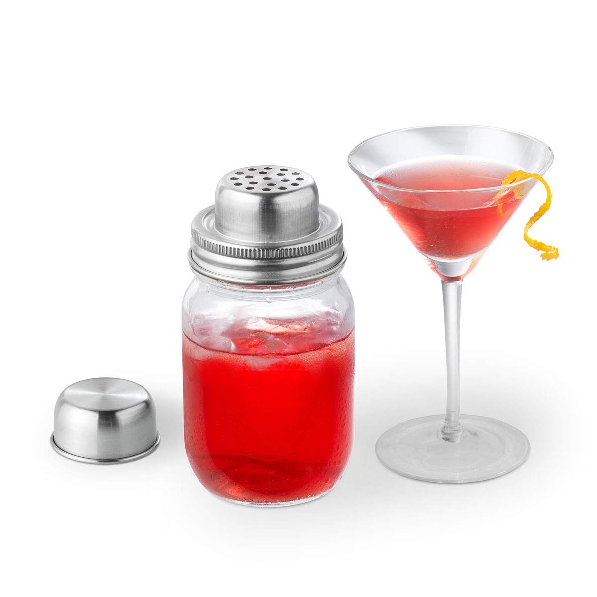 Starfrit 092977-006-0CDU Cocktail Shaker Lid and Pourer for Mason Jars, One Size, Silver