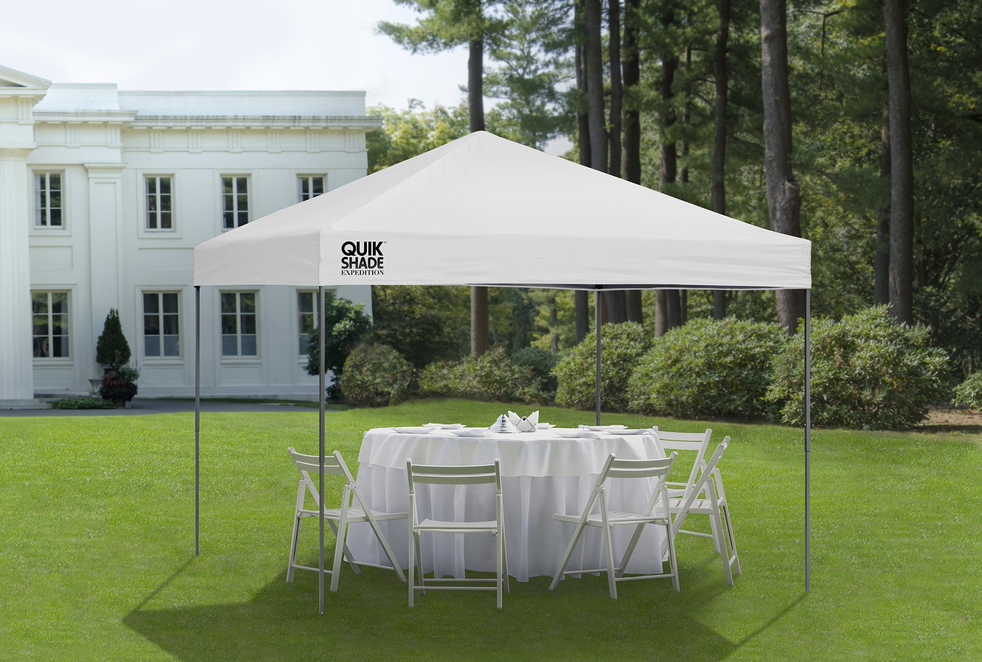 Quik Shade 10' x 10' Expedition 100 Square Feet of Shade Straight Leg Base Outdoor Pop-Up Canopy - White