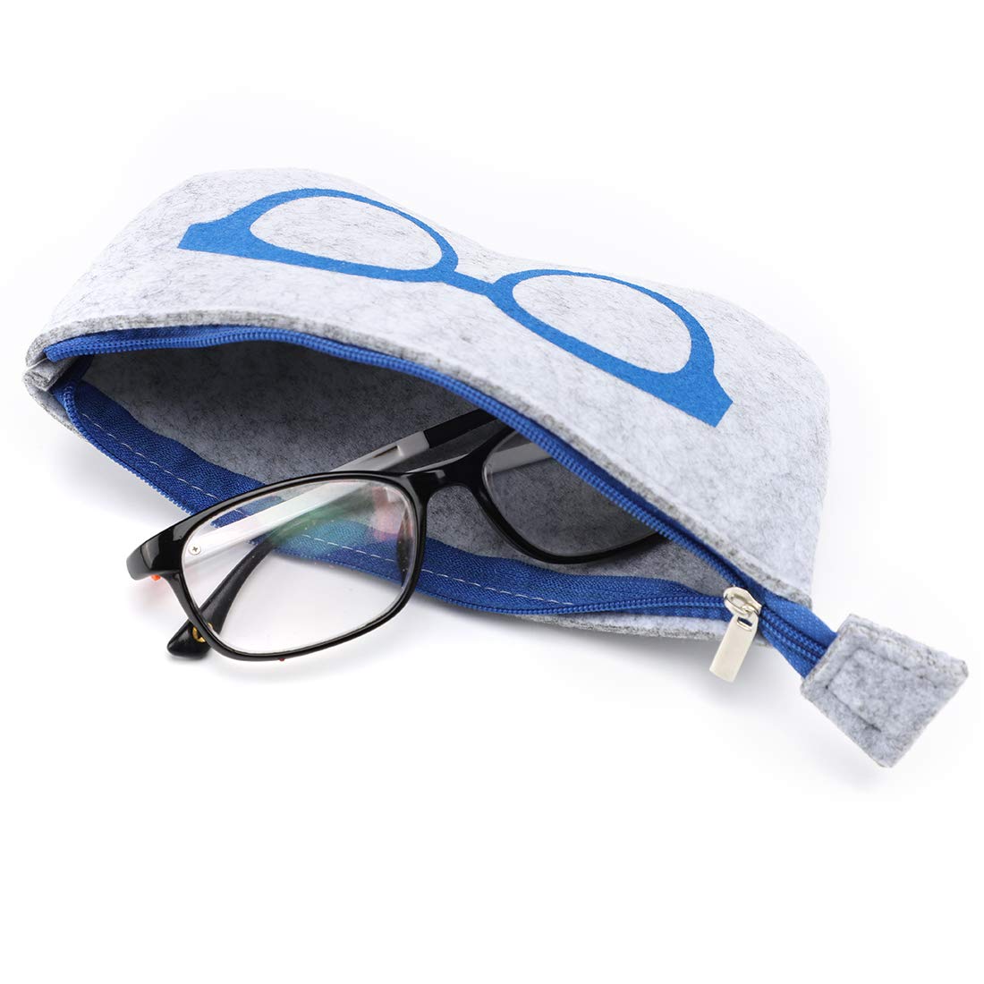Soleebee 4 Pack Portable Eyeglasses Bag Case Soft Felt Zipper Glasses Purse Bag Makeup Storage Pouch