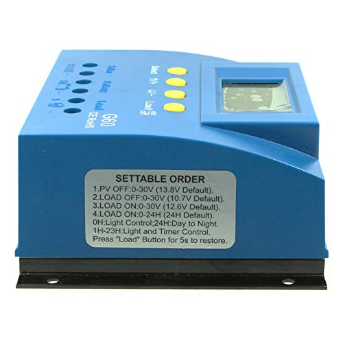 Solar Charge Controller 60A 12V 24V Auto, PWM Solar Regulator 60 amp Max Input 720W-1440W with Backlight LCD Display Dual USB 5V fit for Lead-Acid Batteries