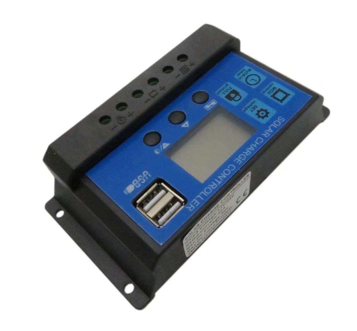 Solar Charge Controller, Dual USB Port Solar Panel Battery Intelligent Regulator 30A 12V/24V
